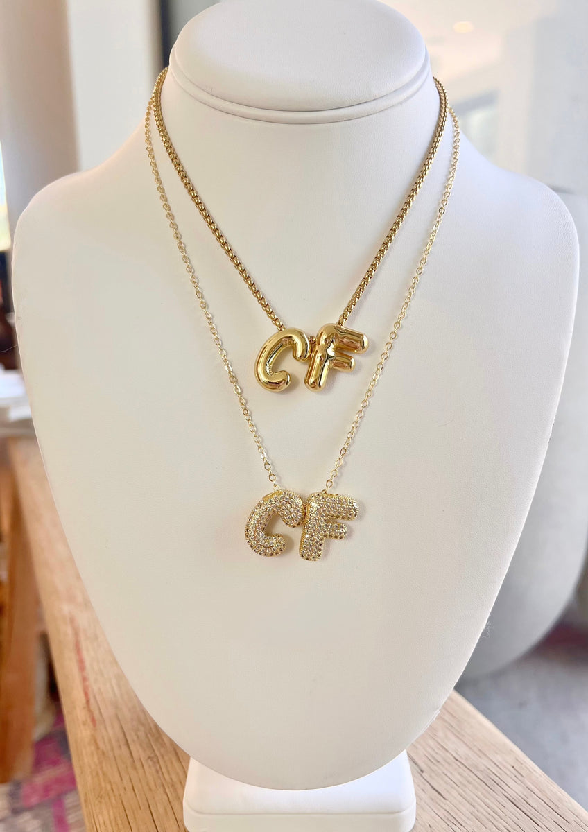 Gold Puffy Initial Pendant – thechristyfcollection